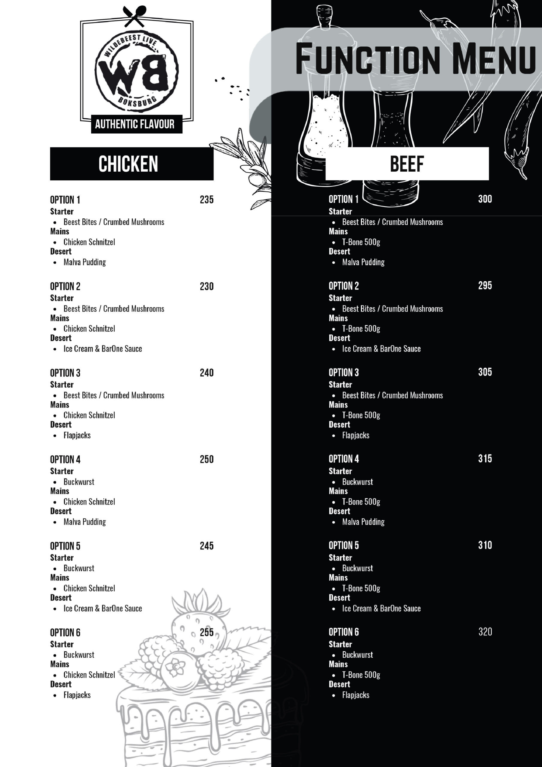 Menus | Wildebeest Live