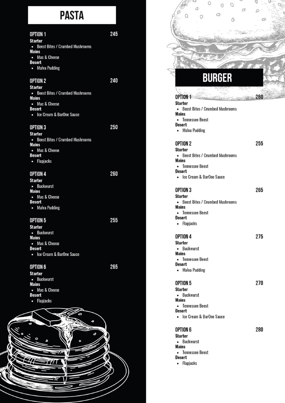 Menus | Wildebeest Live