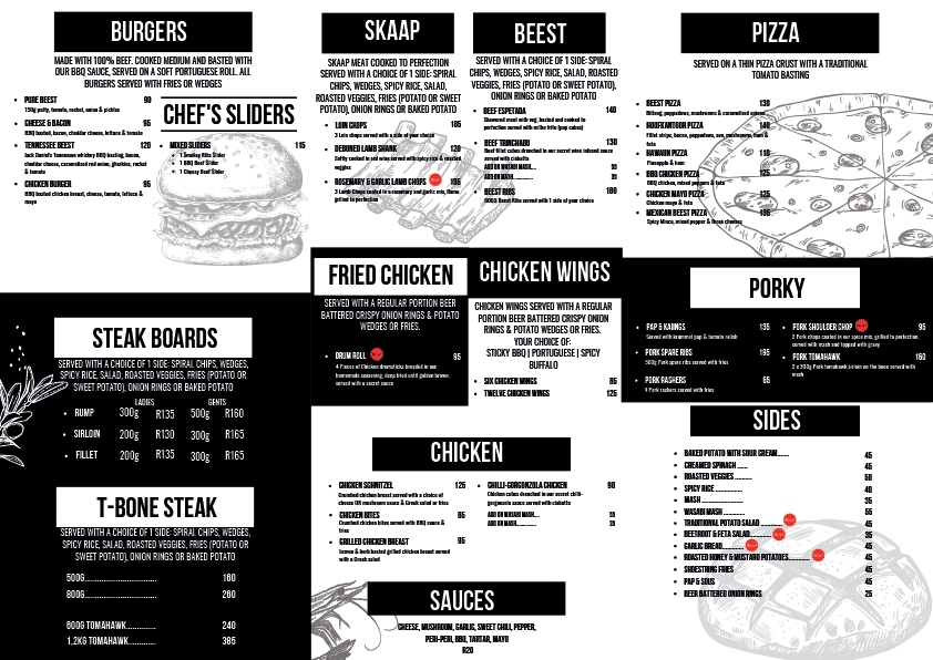 Menus | Wildebeest Live