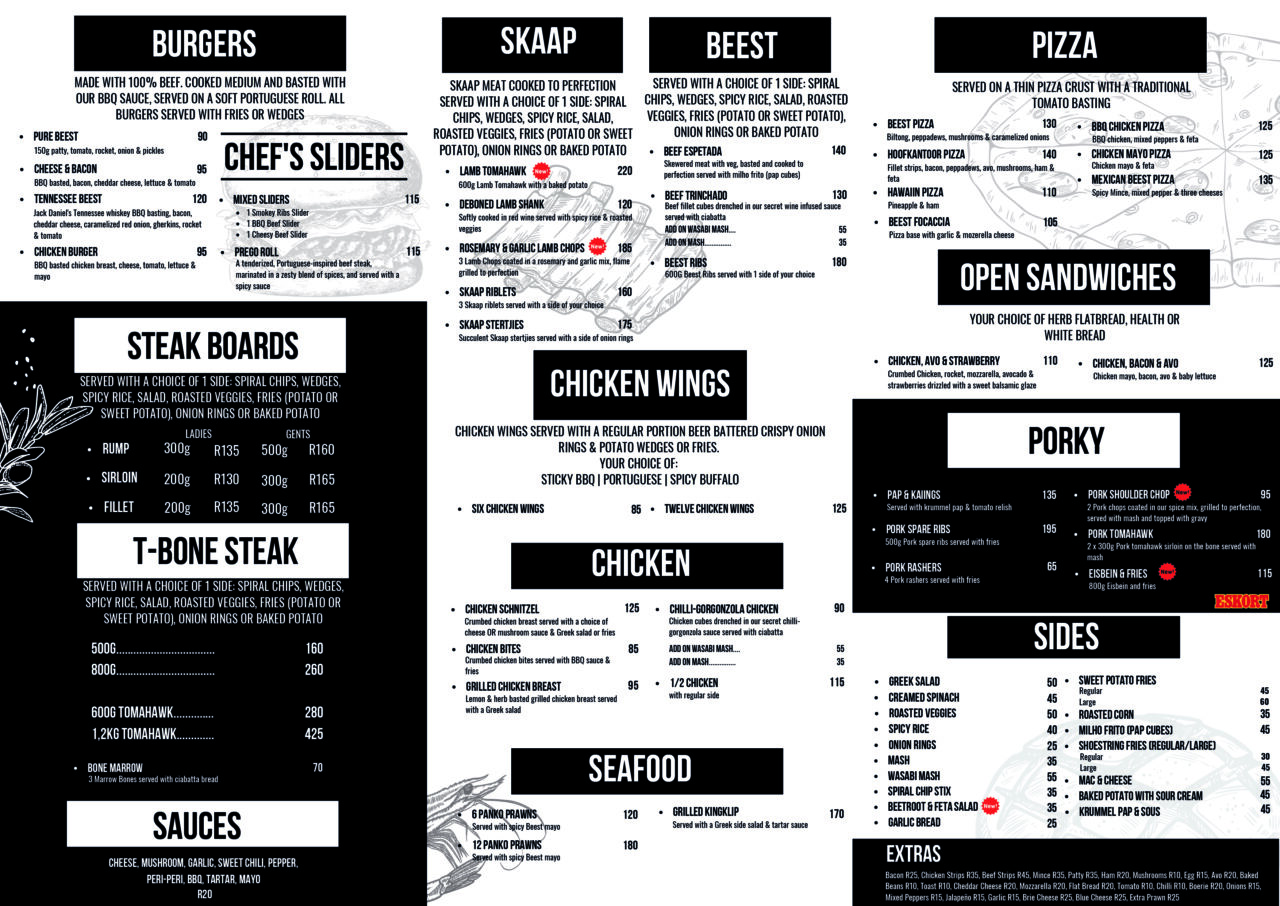 Menus | Wildebeest Live