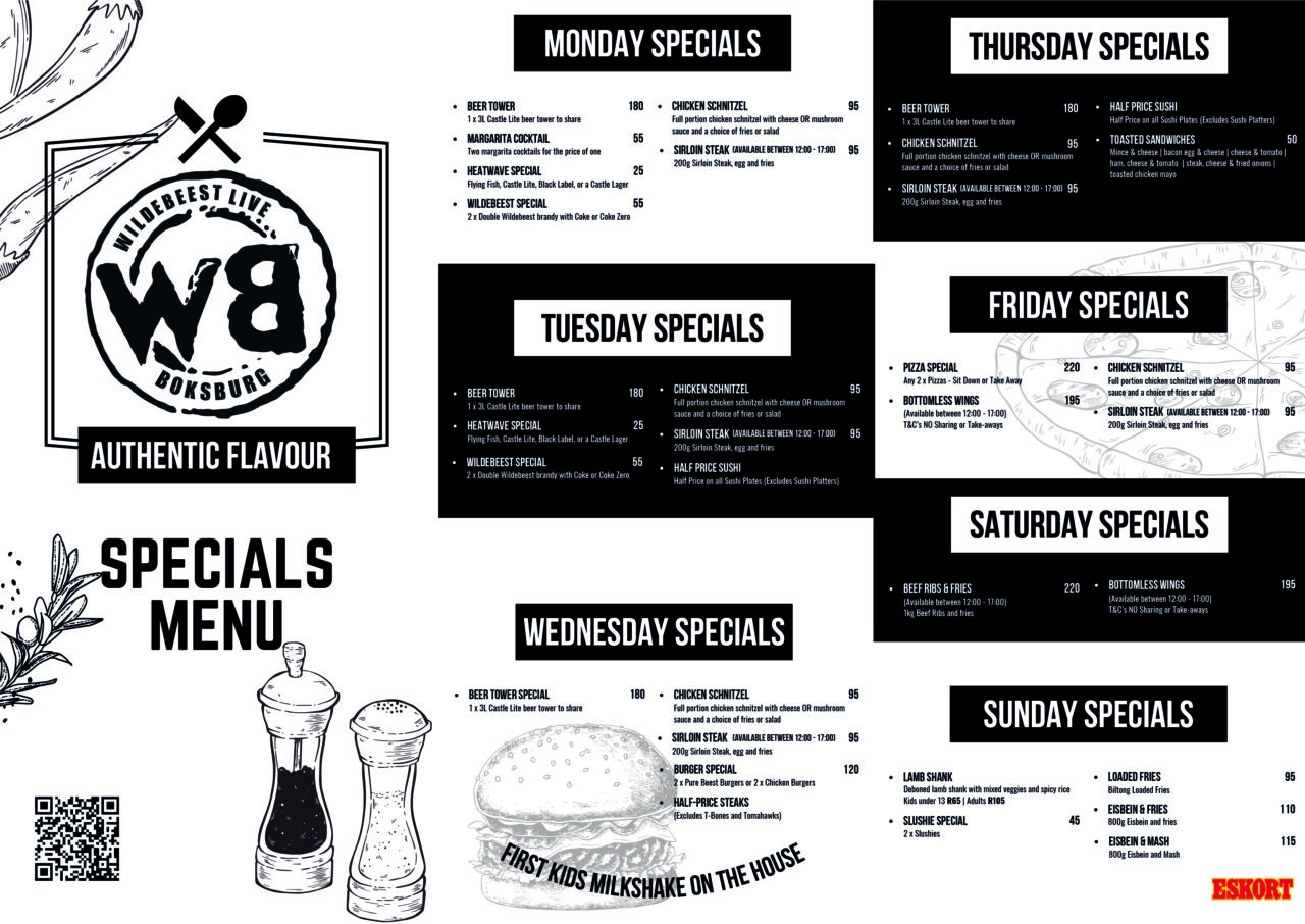 Menus | Wildebeest Live